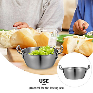 UPKOCH Ramen Cooking Pot 13cm Stainless Steel Pasta Stockpot Korea Noodle Pot Japanese Soup Serving Bowl Induction Saucepan Stewpot for Stovetop Camping Cookware Silver