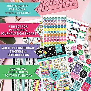 Planner Stickers - 28 Sheets, 1378 Stunning Design Accessories for Journals and Calendars, Essential Planner Accessories by Tullofa - Green