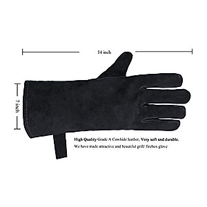 Premium Leather Welding gloves Extreme Heat/Fire Resistant, Oven/Fireplace/Stove/Tig Welder/BBQ/Grill/ /Furnace/ Heavy Duty Glove-Black