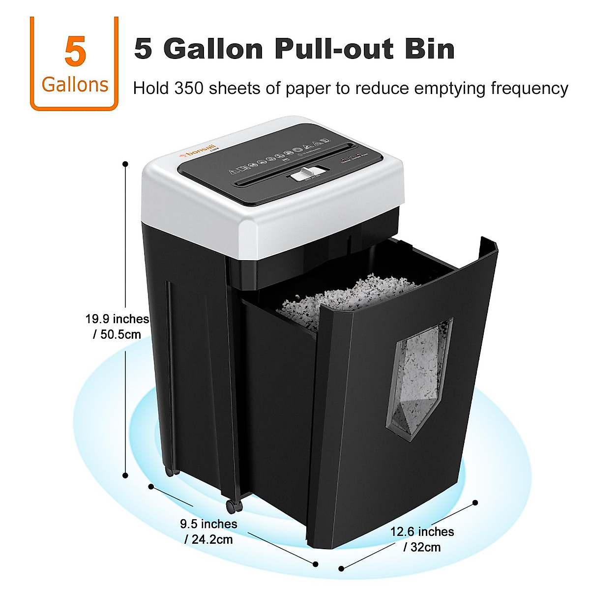 Bonsaii 14-Sheet Home Office Paper Shredder, 40-Minute Shredder for Home Use, Cross Cut Heavy Duty Shredder, CDs, Mails, Staple, Clip, with 4 Casters (C169-B)