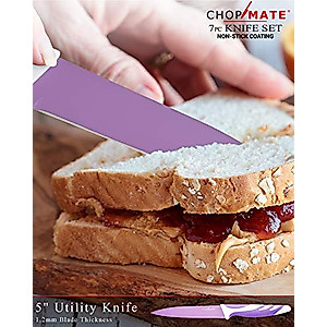 Chopmate Color Stainless Steel Non-Stick Ceramic Coated 8 Piece Kitchen Knife Set