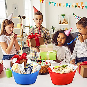 6 Pieces Ice Buckets Bulk, Plastic Ice Buckets with Handles, Oval Storage Tub, Large Capacity Ice Drink Bucket for Party Bar Wine Beer Champagne Beverage Bottle Cooler (Multicolor,4.5 Liter)