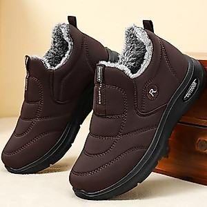 JEUROT Women Snow Boots Winter Shoes Slip on Boot Comfortable Winter Boot Waterproof Booties Comfy Outdoor Anti Slip Shoes Coffee