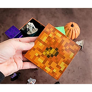 MINECRAFT Jack O'Lantern 4-Inch Tin Storage Box Cube Organizer with Lid | Basket Container, Cubby Cube Closet Organizer, Home Decor Playroom Accessories | Video Game Toys, Gifts And Collectibles