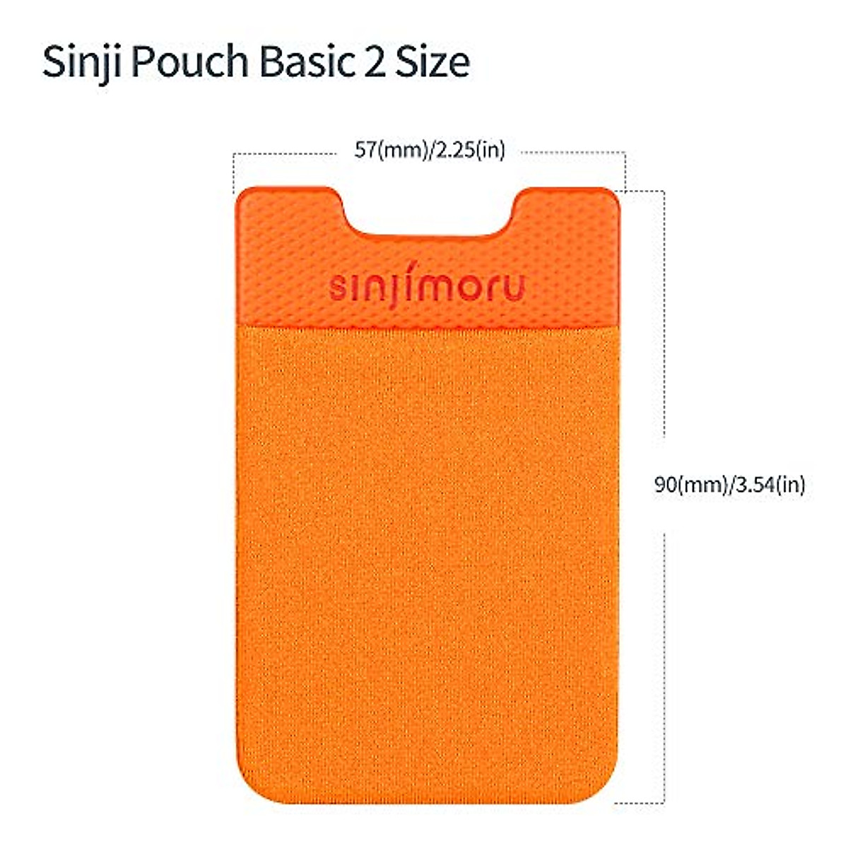 Sinjimoru Basic Cell Phone Wallet Stick on, Card Holder for Back of Phone Working as Adhesive Stretchy iPhone Wallet. Sinji Pouch Basic 2 Orange