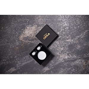 Arzum Okka Turkish Coffee Cups, Set of 2, Porcelain, in Black Giftbox,White