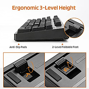 LTC NB1041 Nimbleback Wired Mechanical Keyboard, Hot-Swappable 104Keys RGB Backlit Gaming Keyboard, Red Switch/Black