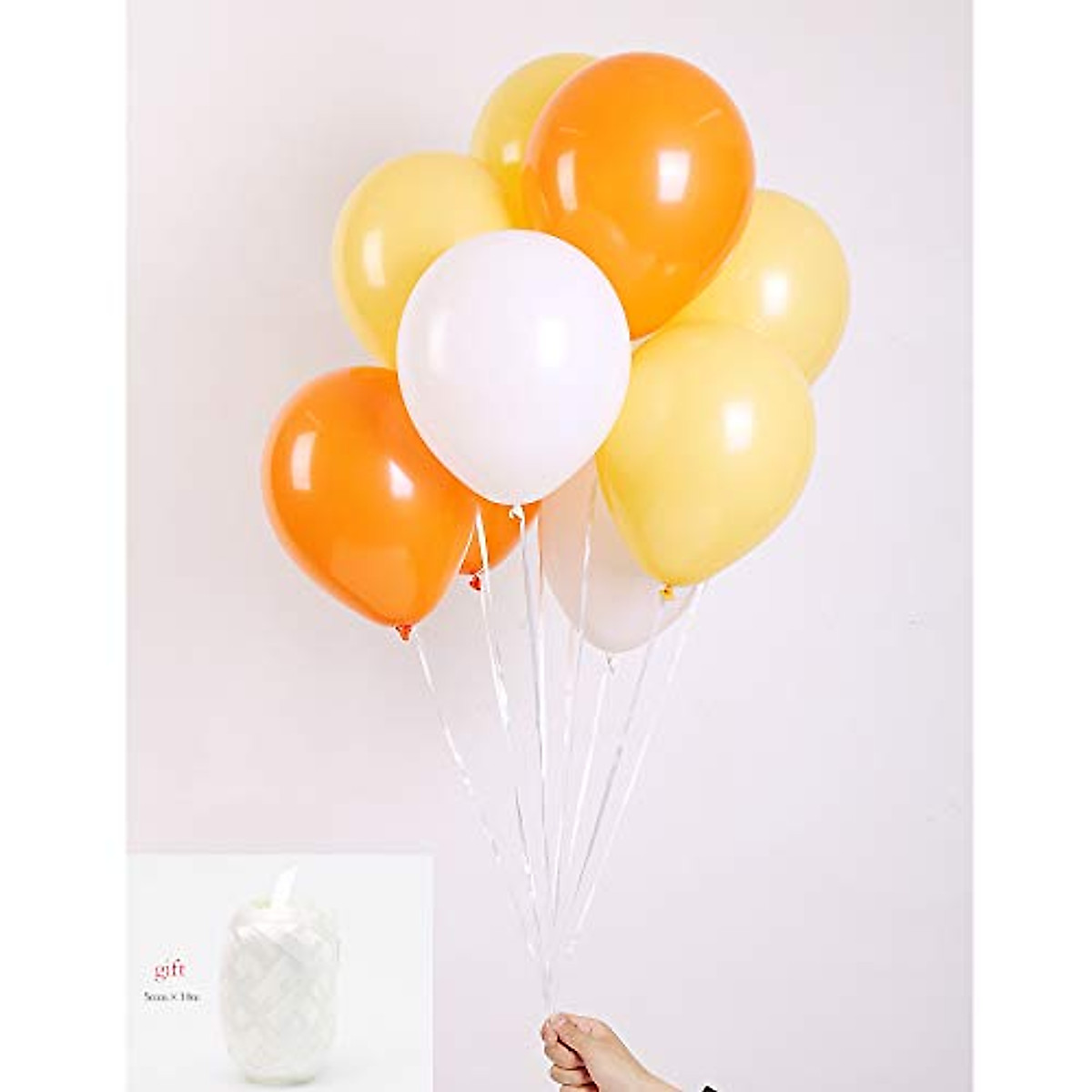 LFYDM Latex Balloon 100 pcs 12 inch ： White and Orange and Medium Yellow Latex Balloons