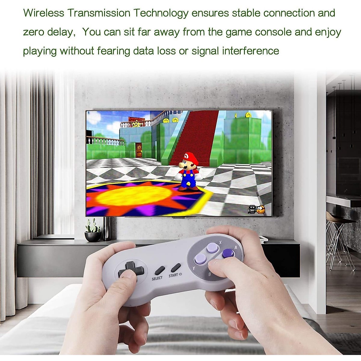 Wireless Controller (2ps) for SNES Game Controller with USB Wireless Receiver can Play with The Windows, iOS, Linx, Android Devices