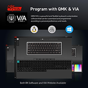 RK ROYAL KLUDGE RK61 Wired 60% Mechanical Gaming Keyboard Programmable QMK/VIA RGB Backlit 61 Keys Ultra-Compact Hot Swappable Blue Switch White