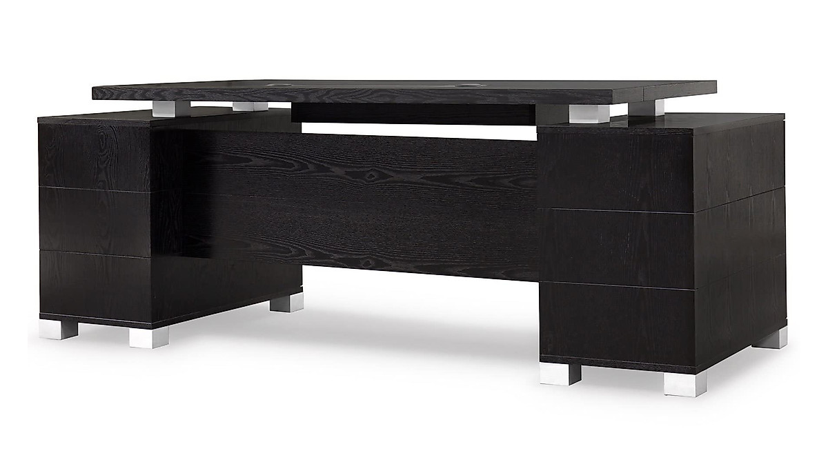 Zuri 79" Modern Ford Executive Desk - Black Oak Office Desk