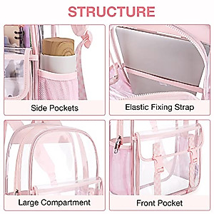 mommore Clear Backpack Heavy Duty Thick PVC Clear Bookbags for School Large Transparent Backpack with Lockable Zippers