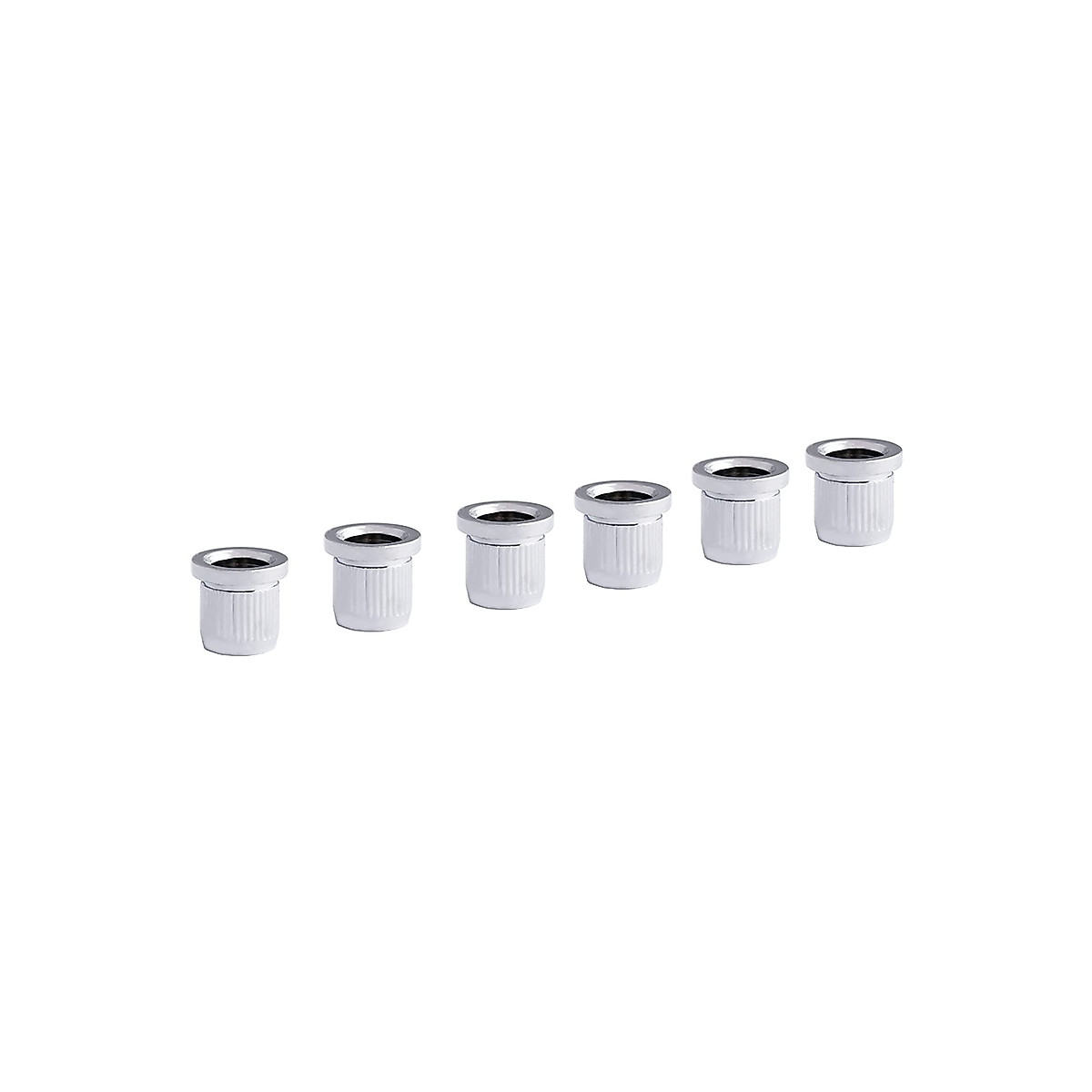 Bogart Guitar String Ferrules String Through Body Rear Mount Bushings String Caps for Fender Strat Tele Style Electric Guitar Chrome Set of 6Pcs.