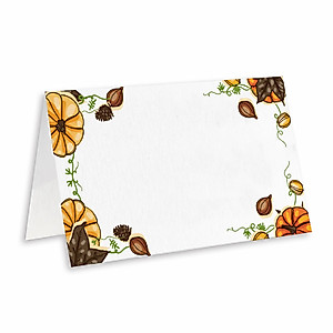 Thanksgiving Day Table Place Card, 25-Piece Tent Style Cards Set, Special Paper Easy-to-Write and Foldable, Seating Cards for Thanksgiving Day Party, Food Labels -G03