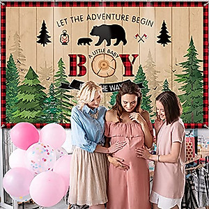 Lumberjack Baby Shower Party Decorations Backdrop for Boy Buffalo Plaid Party Supplies Adventure Themed Party Decorations