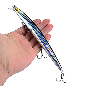 LINGYUE Large Fishing Lures 7.1" Minnow VIB Hard Bait Lures with Treble Hook Lifelike 3D Fishing Eyes Swimbait Crankbait Deep/Shallow Divers Fish Tackle Kits