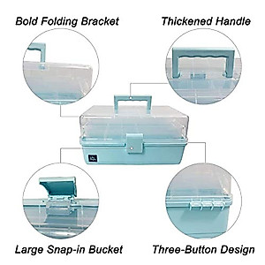 WEWLINE Sewing Storage Organizer Box 13-Inch Art Storage Box Craft Organizer 3-Layers with Handle Craft Art Bin Portable for Home School Office Travel