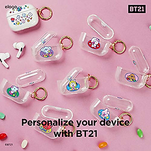 elago BT21 Case Compatible with Apple AirPods Pro Case, Clear Case with Keychain, Reduce Yellowing and Smudging, Supports Wireless Charging [Official Merchandise] [7FLAVORS]