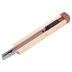 bingaai Snap-off Utility Knife with Wooden Handle, 9MM Wood Box Knife, 30° Utility Blade, Sharp Blade, Non-Slip Design, Automatic Locking, Retractable Box Cutter, Natural wood Color