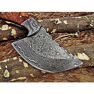 6.7"5 long compact Hand Forged Damascus Steel wide blade skinning Knife with 3.5" cutting, Natural Walnut scale with Damascus Bolster, Cow Hide leather sheath (wood)