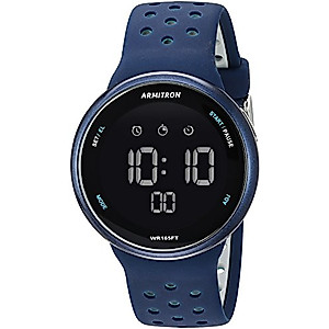 Armitron Sport Quartz Fitness Watch with Silicone Strap, Blue, 22 (Model: 40/8423NVY)