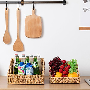 OEHID Small Wicker Baskets,Wicker Baskets for Storage, Water Hyacinth Storage Baskets, Pantry Baskets Woven Baskets for Shelves, Rattan Basket Wicker Storage Basket for Organizing with Handles, 2 Pack