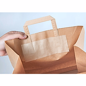 Kraft Environmentally Friendly Brown Paper, Flat Handle & Security Adhesive Carrier Bag, 22 x 11 x 28 cm, 70 gr, 250 pcs Package