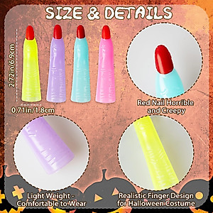 kockuu 40Pcs Witches Fingers Glow in the Dark Fake Monster Fingers for Kids Finger Reading Pointer Halloween Party Favors Witch Costume Accessories Fake Nails Trick or Treat Gifts