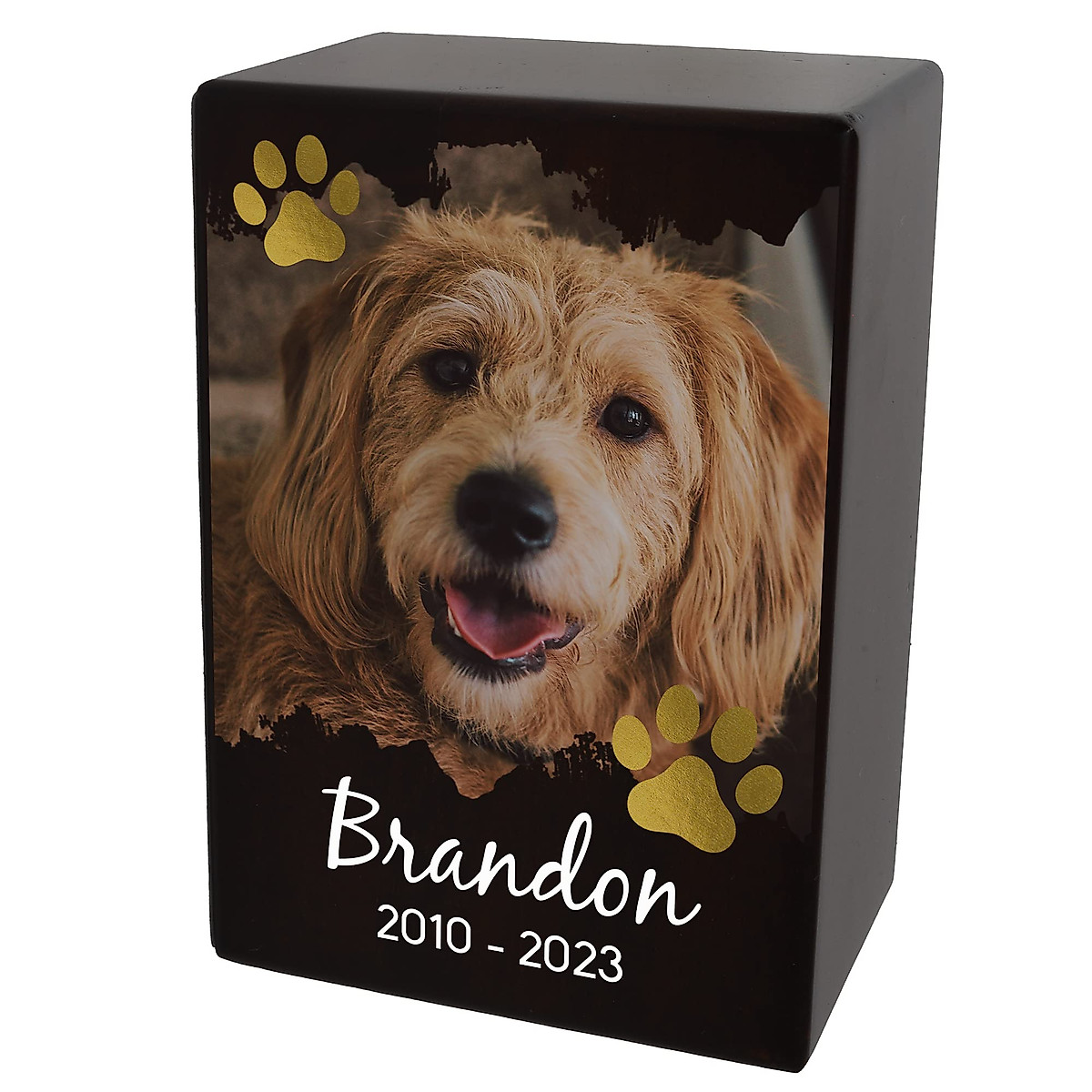 Custom Pet Keepsake Urns for Dogs, Wooden Box for Pet Ashes with Photo for Your Beloved Pets, Pet Cremation Urns as Sympathy Gifts for Pet Lovers - Small, 6" x 4" x 2.75" Pet Urns (Design 5)