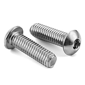 5/16-18 x 1" Button Head Socket Cap Screws, 304 Stainless Steel 18-8, Bright Finish, Coarse Thread Fully Threaded, Allen Hex Drive, 12 PCS