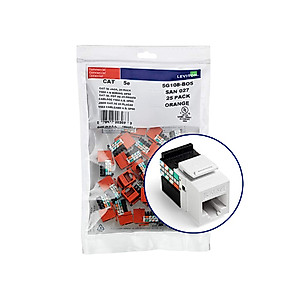 Leviton 5G108-BW5 GigaMax 5E QuickPort Connector, Cat 5E, White, 25-Pack