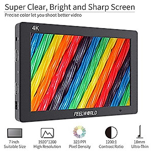FEELWORLD T7 7 Inch IPS 4K HDMI Camera Field Monitor Video Assist Full HD 1920x1200 Solid Aluminum Housing DSLR Monitor with Peaking Focus False Colors