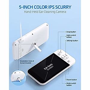 Digital Otoscope with Light, Ear Camera with Ear Wax Removal Tool, ScopeAround Ear Cleaning Camera with 5" Screen for Kids, Adults & Pets, Ear Scope, 32GB Card Supports Photo and Video Recording.