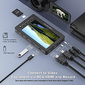 Video to Digital Converter, VHS to Digital Converter, Video Recorder Capture with 5" OLED Screen, Convert VHS to Digital, AV&HDMI Reocord from VHS, DVD, VCR, Hi8, Tapes, Camcorders, TV BOX &Gaming Sys
