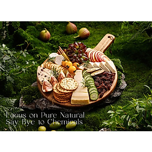 Luomal Wood Cutting Board with Handle, 16x8.2inch Acacia Wooden Serving Board for Kitchen, Cheese Charcuterie Board for Meat, Bread, Vegetables & Fruits (Gift Box Included)