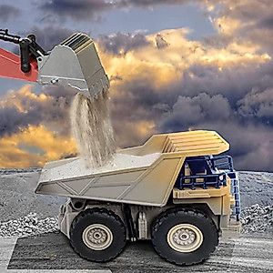 Funbud Remote Control Dump Truck for Boys Ages 6-12, RC Construction Vehicle Engineering Toys, Birthday Ideas for 7 8 9 10 11 Year Old Kids