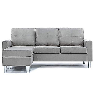 Divano Roma Furniture Small Space Modern Sectional Sofa, Gray