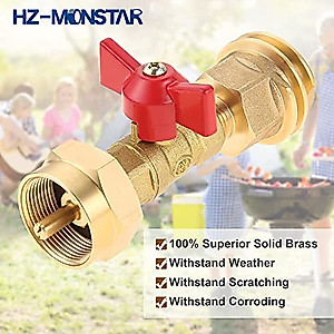 20lb to 1lb Propane Tank Adapter with Valve for 1lb / 16.4oz Disposable Throwaway Cylinder, Convert CGA600 to QCC1 Male Thread / POL Female Thread, Hook Up Small Propane Tanks When 20lb Ran Out