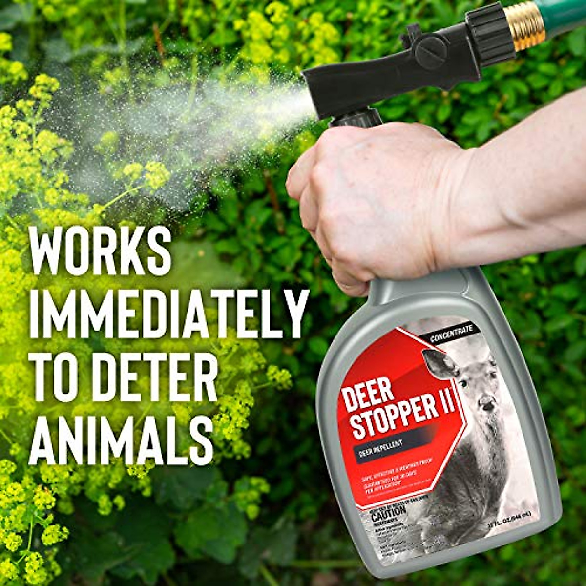 Deer Stopper II, Liquid Animal Stopper Repellent, All Natural, Effective All Year Round, Safe for People and Pets, No Harsh Chemicals, Ready to Use, Deer & Elk Repellent - 32 oz. Hose End