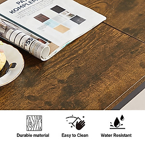 GNIXUU Bar Table and Chair Set for 2, 3-Piece Wooden Pub Dining Set with Folding Wine Rack, Industrial Kitchen Counter Height Table with 2 PU Stools for Breakfast Nook Bistro Small Space(Brown)