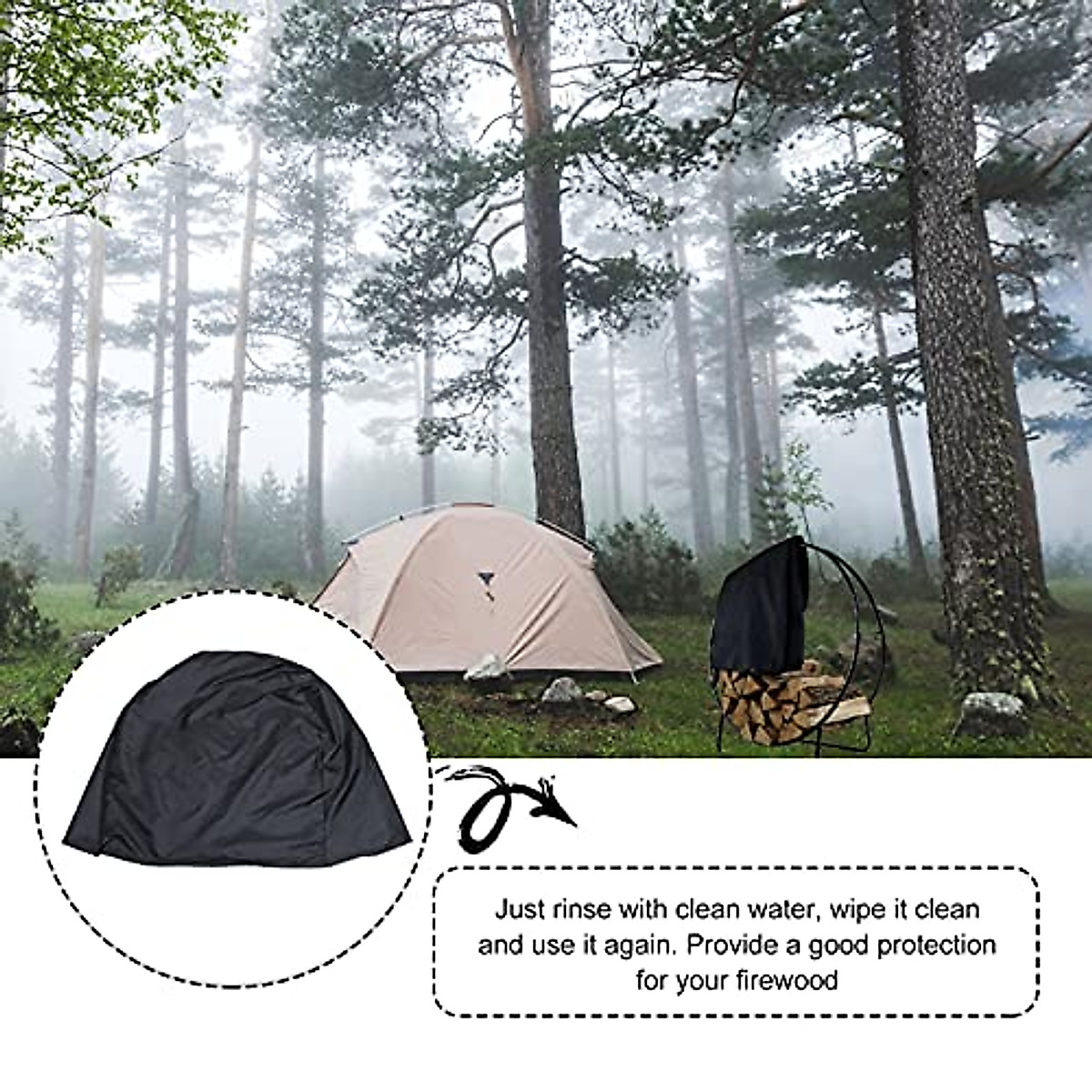 GAFOKI Outdoor Grills 1pc for Use Heavy Wood Grill Garden Patio Outdoor Polyester and Hoop Tarp Burner Indoor Black Holder Practical Log Cover Storage Yard Round Portable - Duty Gas Grill