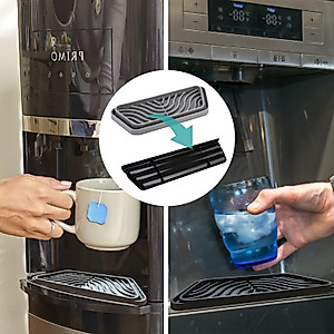 Silicone Refrigerator Drip Tray Catcher 2 packs,Protects Ice and Water Dispenser Pan From Spills,Fit Refrigerator Water Tray, Coffee Machine Tray Recycle and Dry Quickly (Rectangular, Black+Grey)