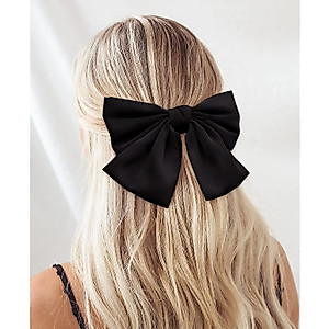 2 Pcs Large Hair Bow Clip Alligator Clips Hair Accessories for Women Girl (Black)