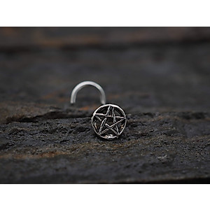 Pentacle Nose Stud, Sterling silver nose stud/nose screw, Jewelry Nose Stud, Body Piercing Jewelry, Body Jewelry, nose stud(18g Right Screw)
