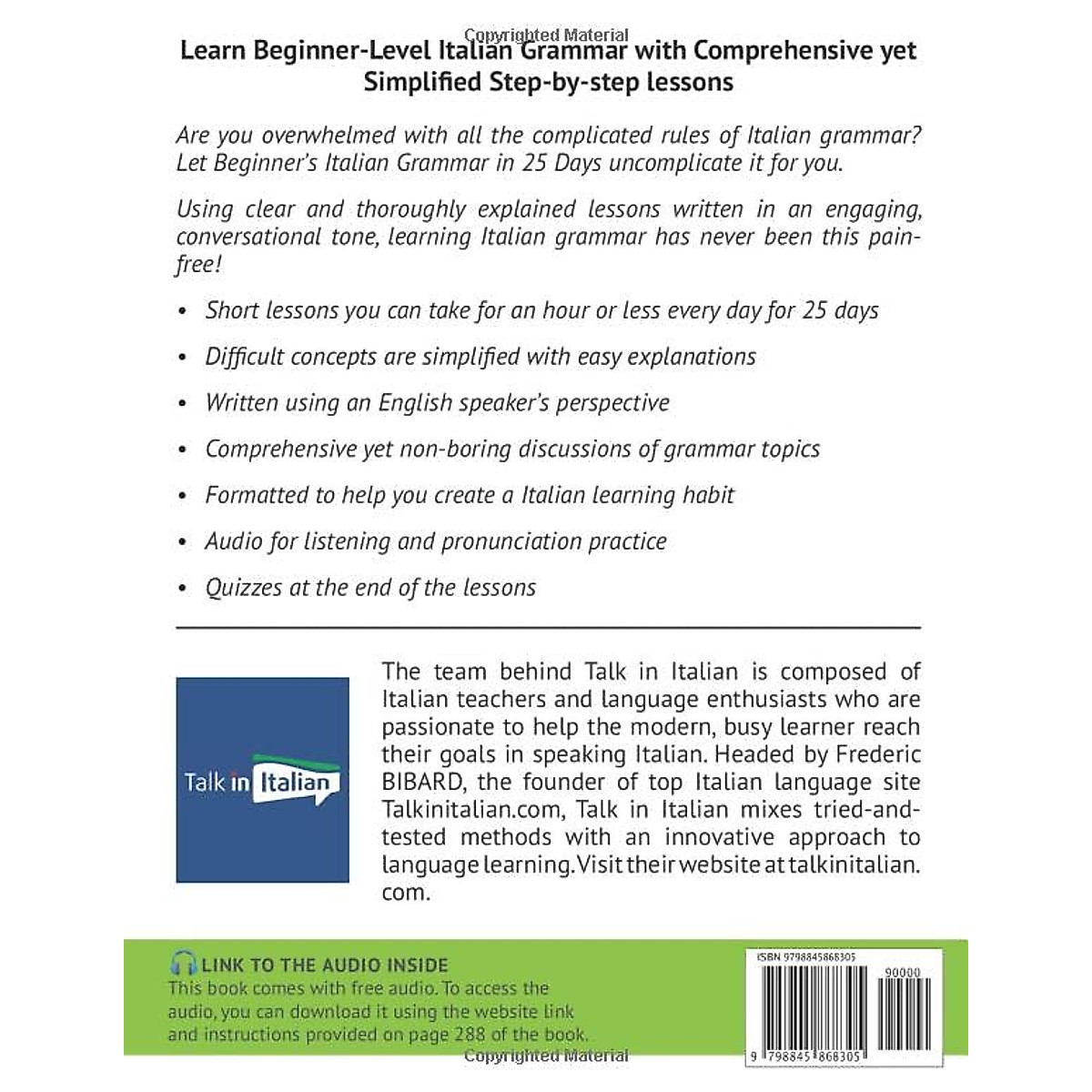 Italian Grammar for Beginners Textbook & Workbook Included: Supercharge Your Italian With Essential Lessons and Exercises (Italian Lessons and Stories for Beginners)