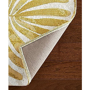 TOWN & COUNTRY LUXE Livie Matisse Cutout Everwash™ Washable Multi-Use Decorative Rug, Kitchen Runner Rug, Low-Profile Door Mat, Bedroom Rug and Dorm Room Rug with Non-Slip Backing, Gold, 24"x72"