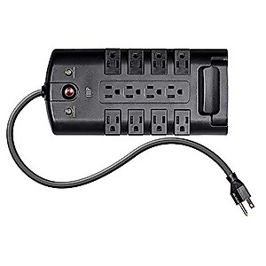 Monoprice 12 Outlet Rotating Power Strip Surge Protector Block -10 Feet Heavy Duty Cord, UL Rated, 4320 Joules, 330 Volts Clamping Voltage, With Grounded And Protected Light Indicator - Black
