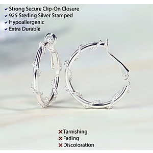 Sterling Silver Chain Wrap Clip-On Hoop Earrings, 30mm