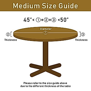 Paisley Flowers Tablecloth Elastic Edged Round Fitted Table Cover Waterproof Table Cloth for Indoor Outdoor Dinning Fit 45'' - 50'' Table, Medium