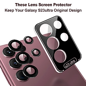 ZVELSIEM [3+2] Pack Screen Protector for Samsung Galaxy S23 Ultra 9H Tempered Glass, 3 Pack Screen Protector + 2 Pack Camera Lens Protector, Support Fingerprint Unlock 3D Curved Case Friendly